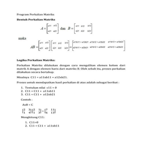 Program perkalian matriks | PDF