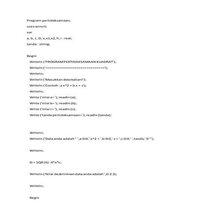 Program pertidaksamaan kuadrat | PDF