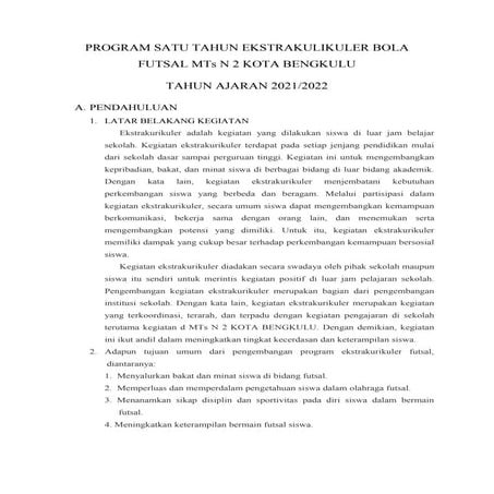PROGRAM SATU TAHUN EKSTRAKULIKULER BOLA FUTSAL MTS N 1 BENGKULU UTARA - Copy.docx