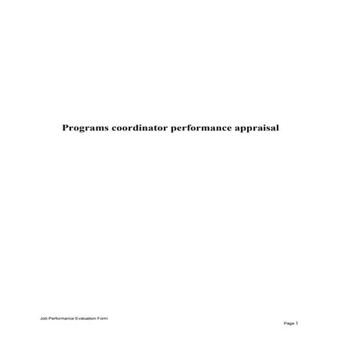 Programs coordinator performance appraisal | PDF
