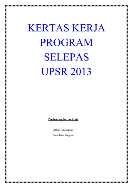 Kertas program lepas upsr | PDF