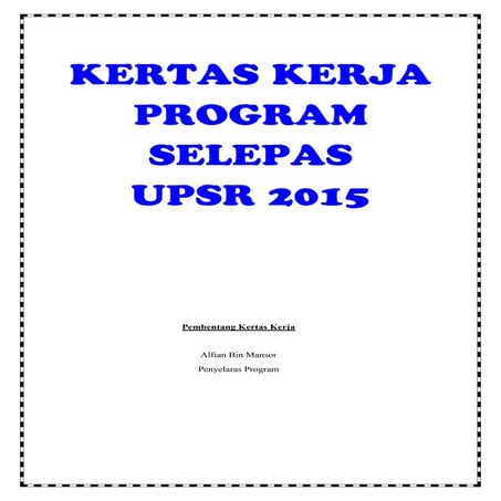 Program selepas upsr 2015 | PDF