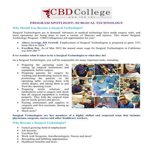 PROGRAM SPOTLIGHT: SURGICAL TECHNOLOGY | PDF