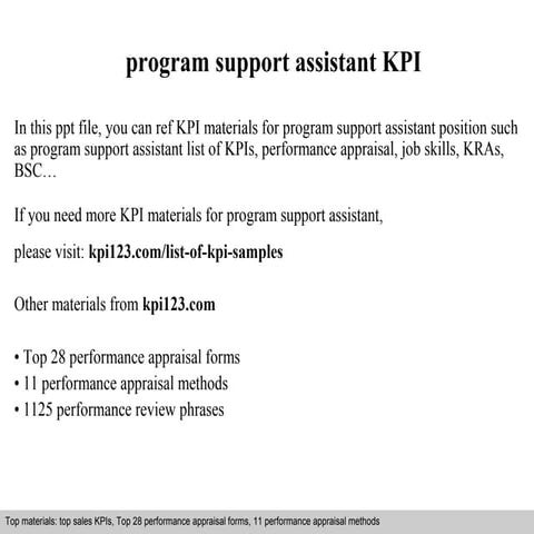 Program support assistant kpi | PPT