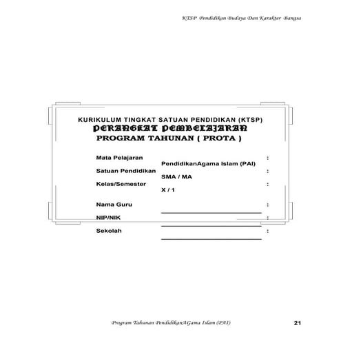 Program tahunan pai sma | DOC