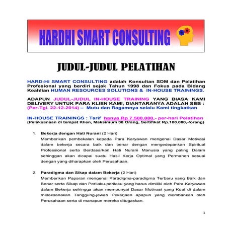Konsultan SDM dan Pelatihan SDM | PDF