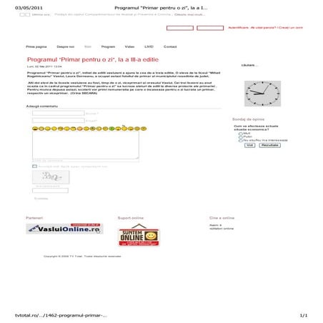 Programul “primar pentru o zi”, la a III a editie | PDF