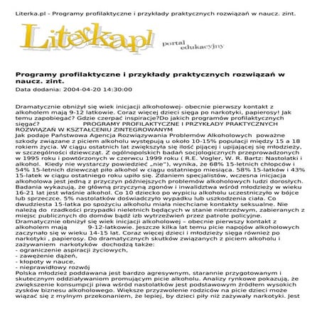 Programy profilaktyczne i przykłady praktycznych rozwiązań w | PDF
