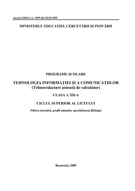 Programa scolara tic_9 | PDF