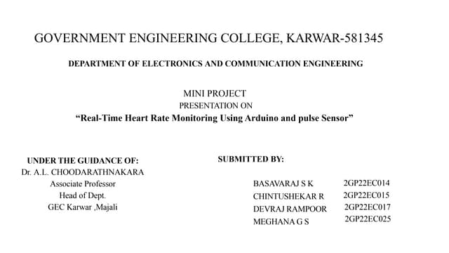Heart Rate Monitoring Using Arduino And Pulse Sensor Pptx Heart And Cardiovascular Diseases