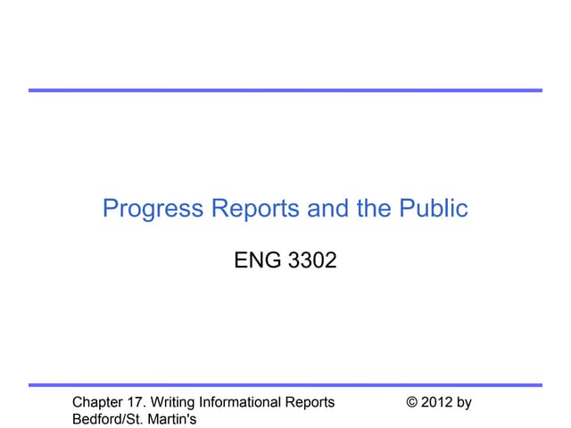 Lect 14 Progress Report | PPT