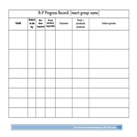Progress task record-planning sheet | PPT