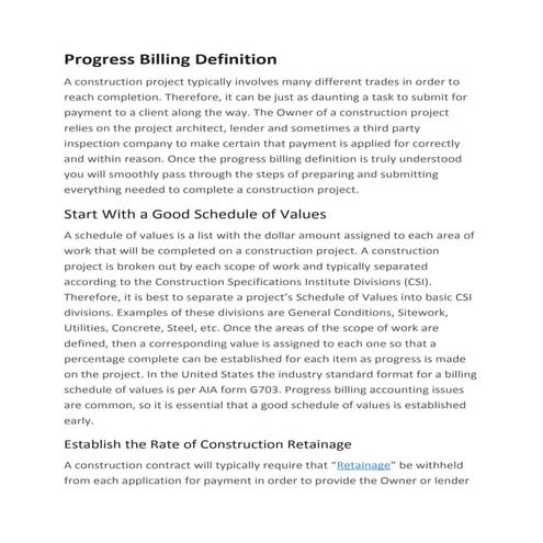 Progress billing definition | DOC