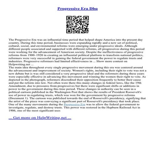 Progressive Era Dbq | PDF
