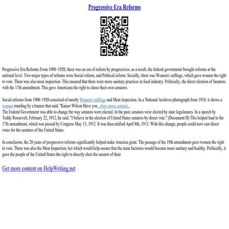 Progressive Era Reforms | PPT