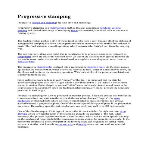 Progressive stamping | PDF