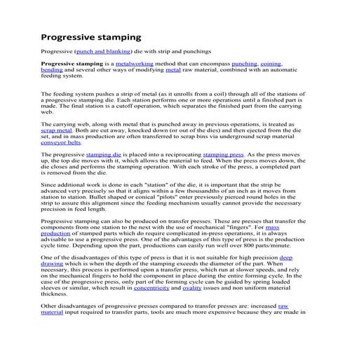 Progressive stamping | PDF