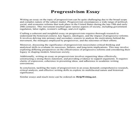 Progressive Movement Essay | PDF