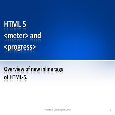 HTML 5 - Measure and progress! | PPT