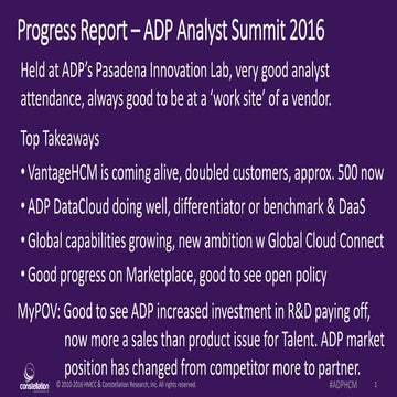 Progress Report - ADP Analyst Day - ADP turns around Vantage HCM | PPT