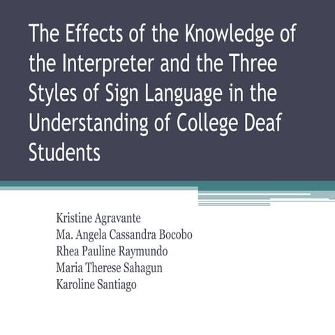 Language Styles for the Deaf Progress Report | PPTX