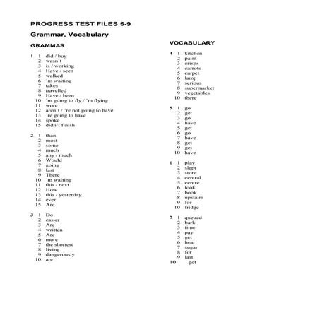 Progress test files 5 9 | DOCX | Food & Drink