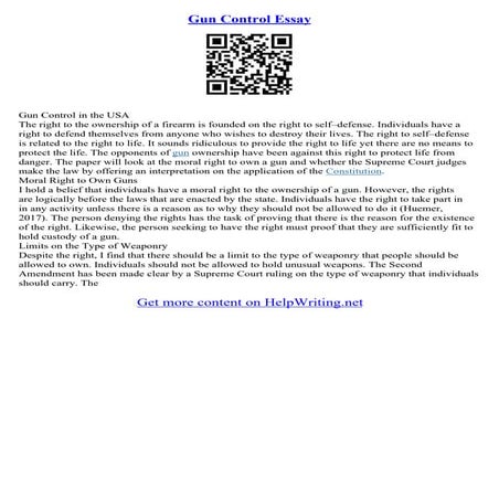 Pro Gun Control Essays | PDF