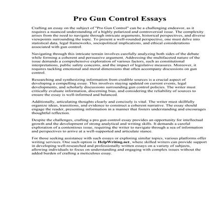 Pro Gun Control Essays.pdf | Classical Music | Music