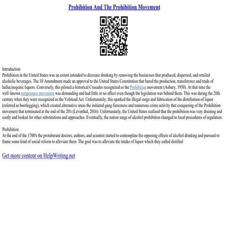 Prohibition And The Prohibition Movement | PDF