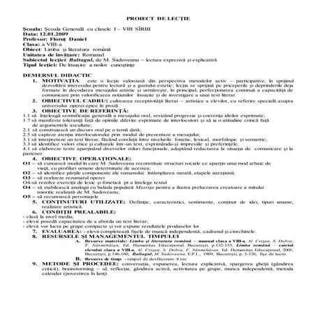 Proiect baltagul | DOC