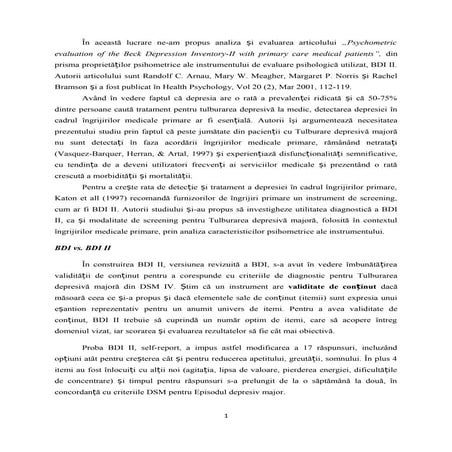 Proiect bdi ii utilitatea BDI II | DOC