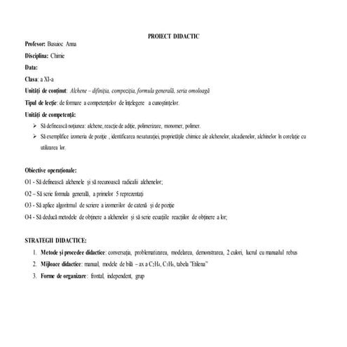 Proiect de lectie_alchene | DOC