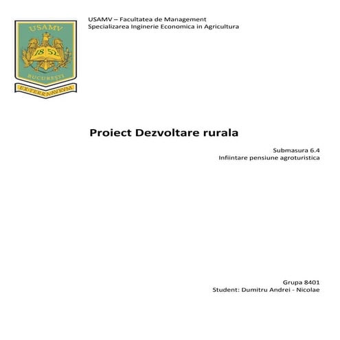 Proiect dezv rurala dumitru andrei | DOC