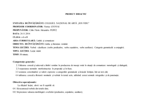 Schema - verb (moduri și timpuri verbale) | DOCX