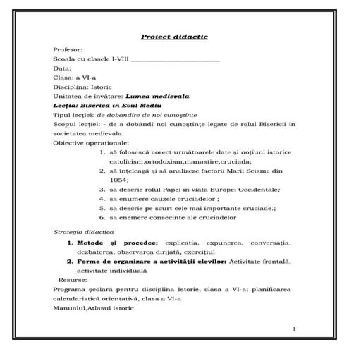 Proiect didactic clasa_a_vi_biserica_in_em | DOC