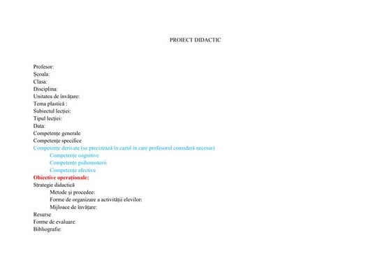 Proiect de lectie | PPT