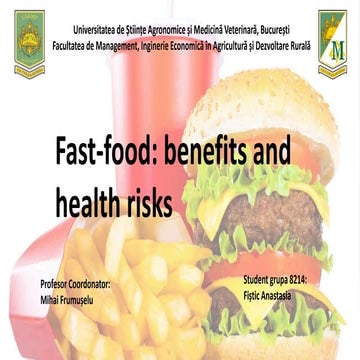 Fast-food: benefits and health risks | PPTX