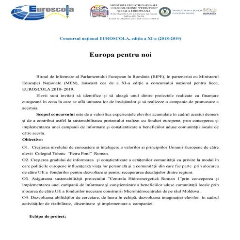 Proiect Euroscola 2018 | PDF