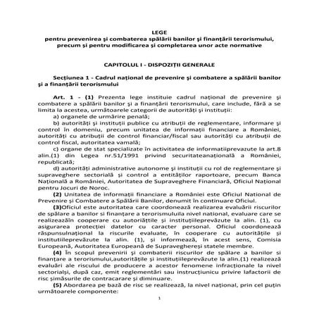 Proiect de lege pentru prevenirea şi combaterea spălării banilor | PDF