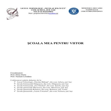 Proiect Școala mea pentru viitor | PDF
