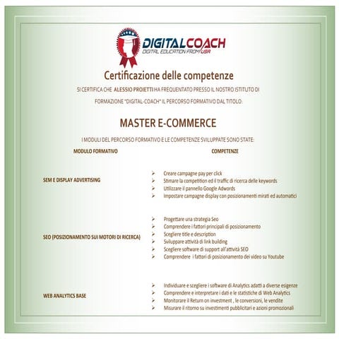 Certificazione delle competenze. Alessio Proietti | PDF