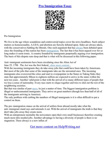 Immigration Essay Introduction | PDF