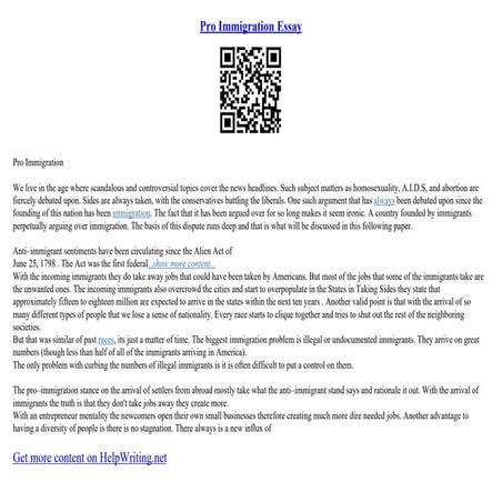 Immigration Essay Introduction | PDF