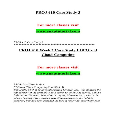 Proj 410 Success Begins / snaptutorial.com