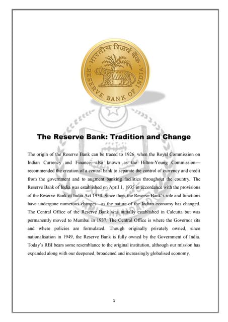 Central bank and its functions | PDF