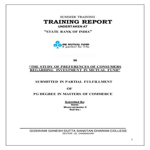 sbi mutual fund | DOCX