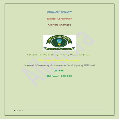 Project on shampoo | DOCX