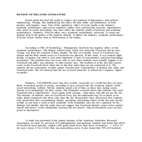 Impact Of Social Media On Academic Performance Of Students RRL | PPTX