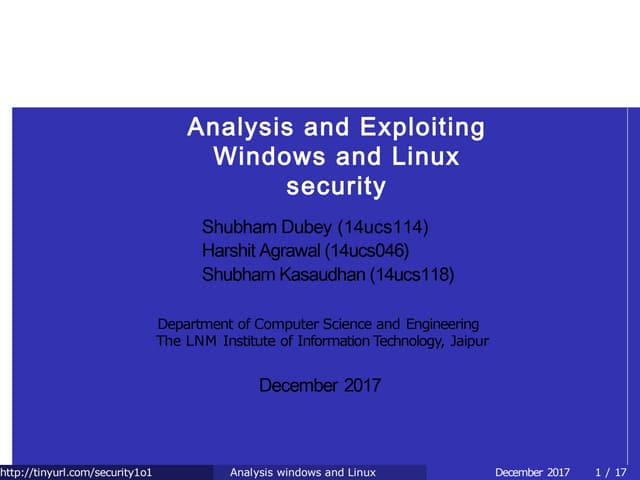 Analysis And Exploiting Windows And Linux Security Ppt 4161