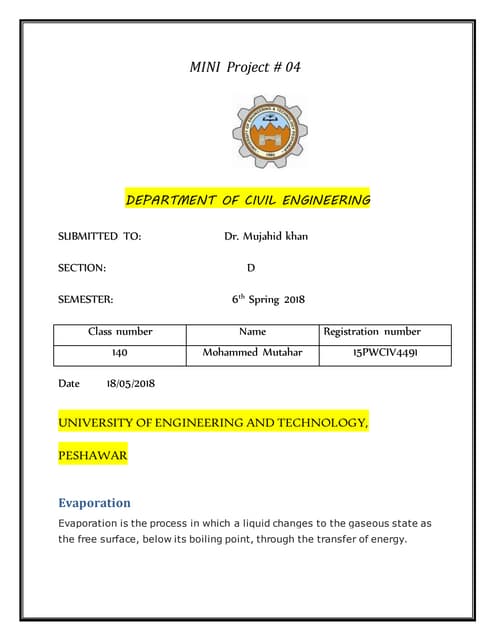 ATMOMETER AND PAN EVAPORATION | PPT